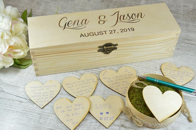 Personalized Signature Guest Book Option-Engraved Wood Wish Drop Box f ...