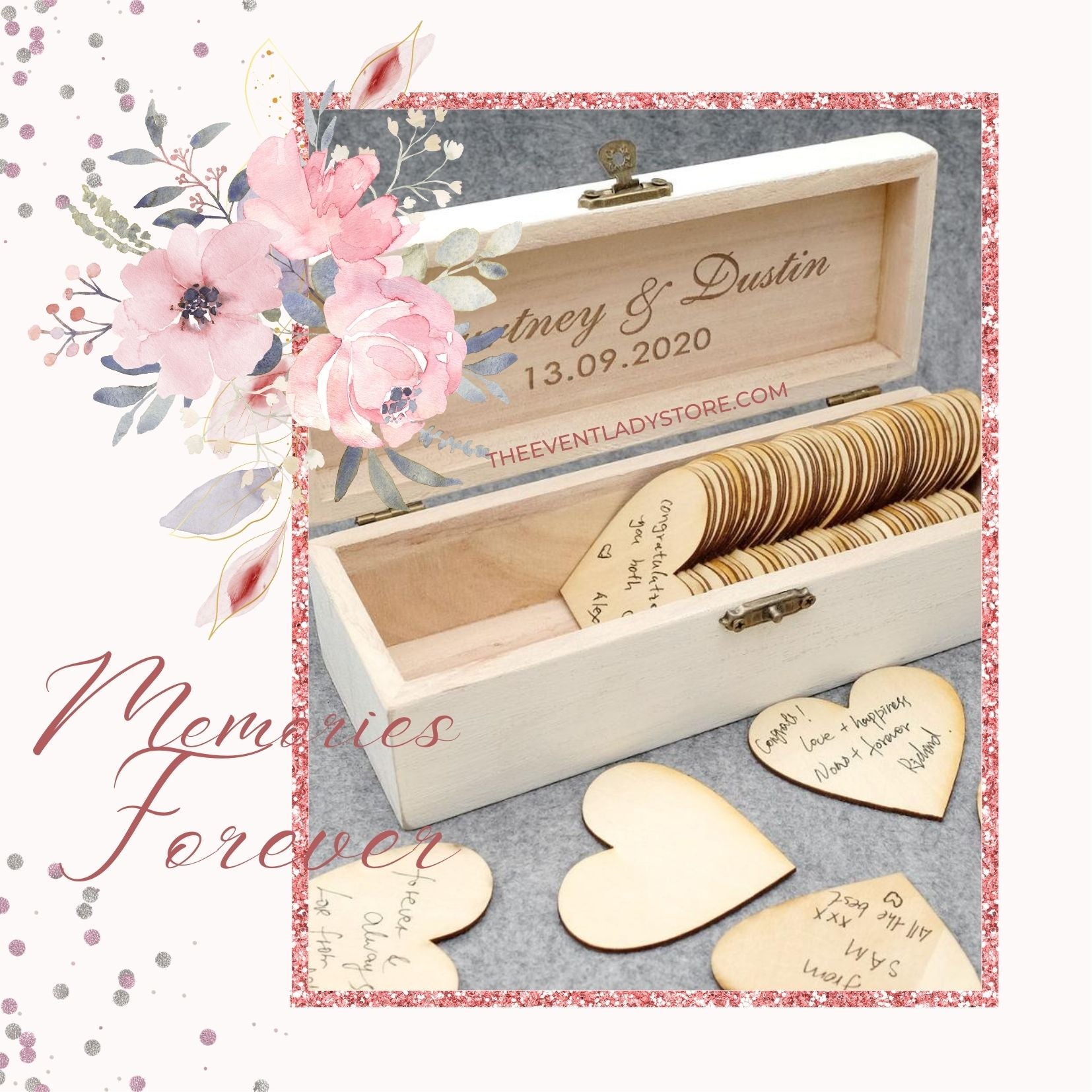 Personalized Wedding Box Keepsake Sign In Alternative Wish Drop Box wi ...